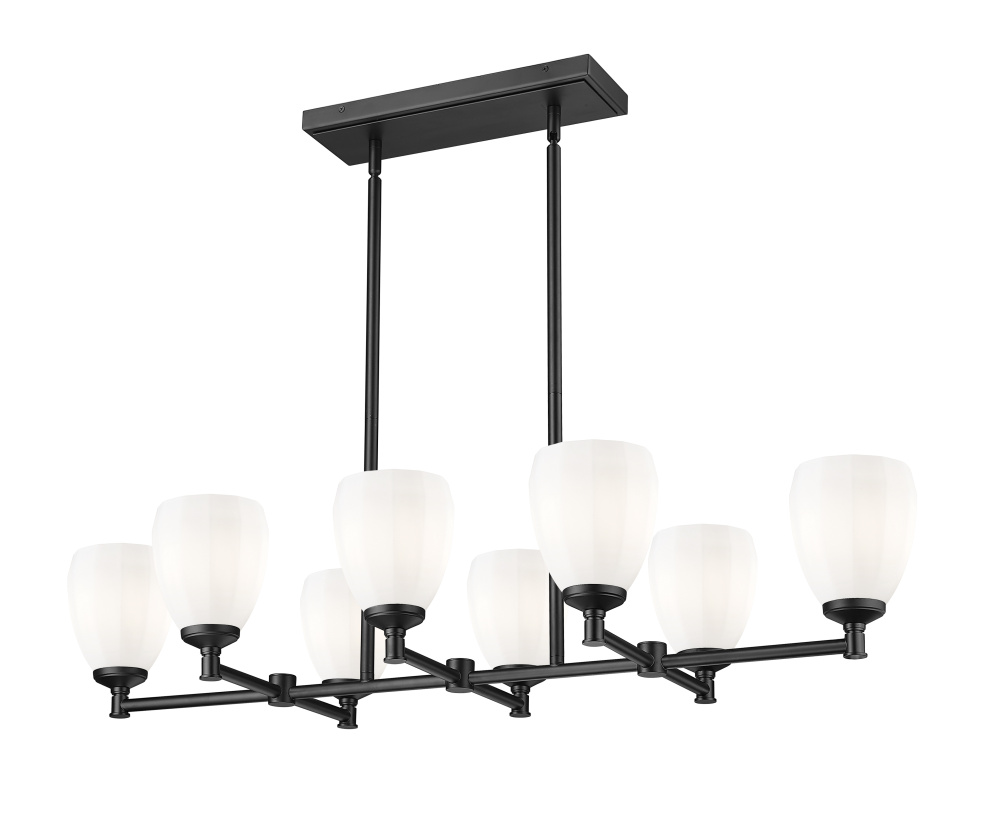 8 Light Linear Chandelier : CTQ2Q : Matte Black : Matte Opal ...